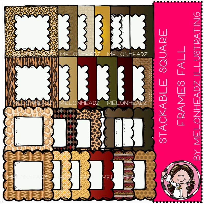 Stackable Square Frames Clip Art - Fall Colors - Etsy