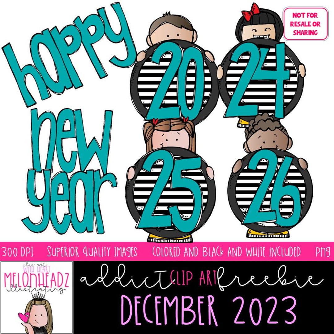 Melonheadz Addict Clip Art Digi Stamp December Set 2023 Mini - Etsy