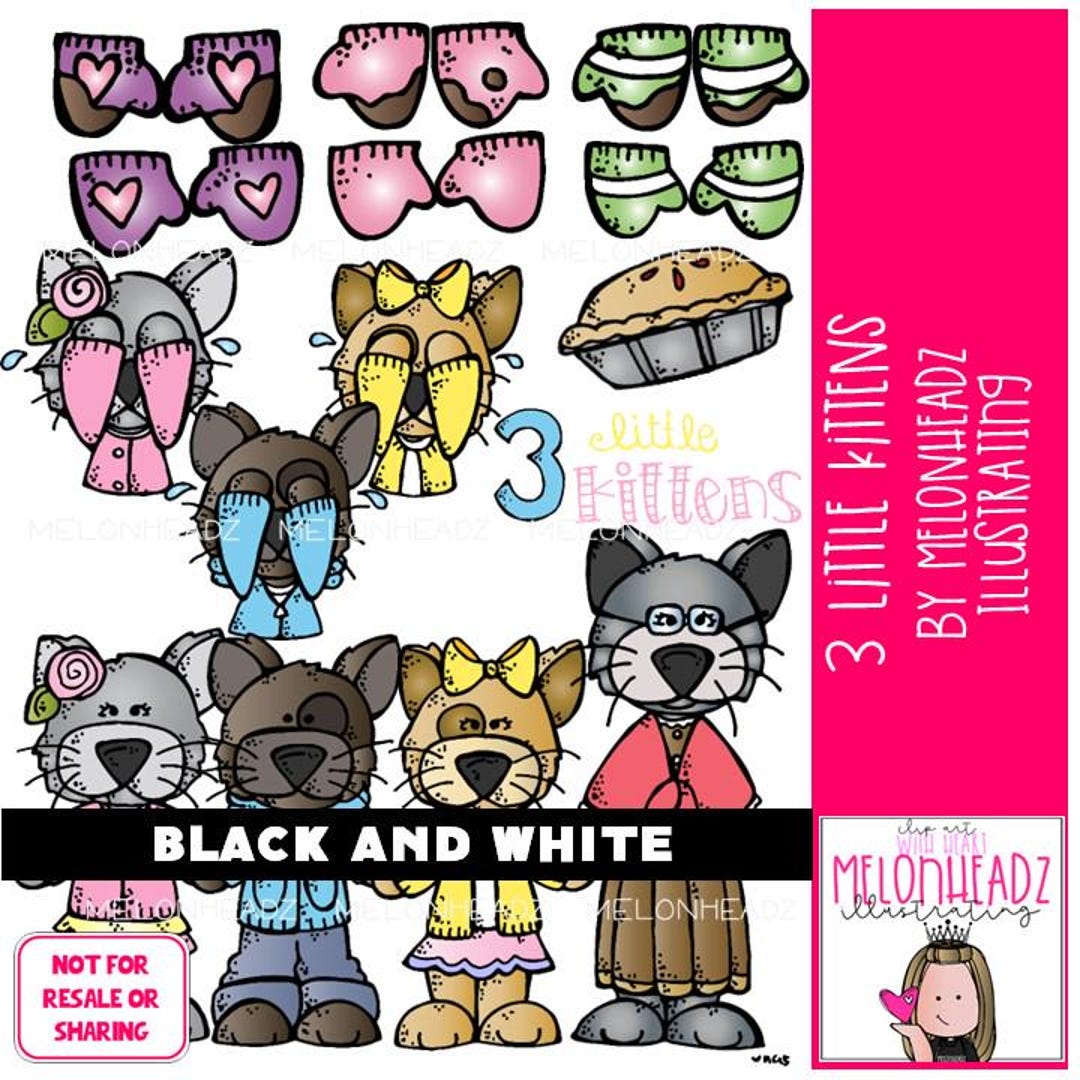 Three Little Kittens Clip Art, Literature Clip Art, Fairy Tale Clip Art ...