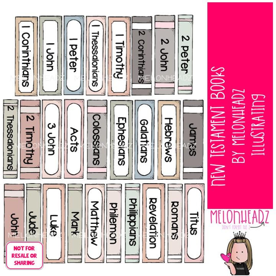 New Testament Books Clip Art, Bible, Printable PDF COLORED Version ...