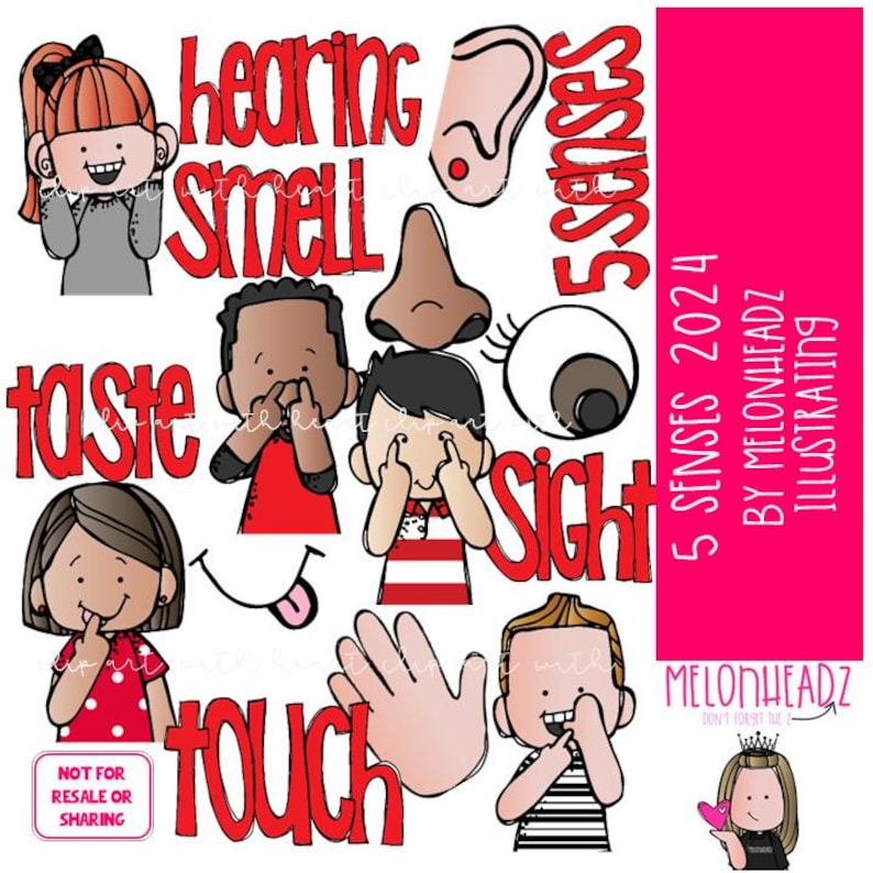 5 {five} Senses Clip Art 2024, Smell, Sight, Hearing COLORED Version - Etsy