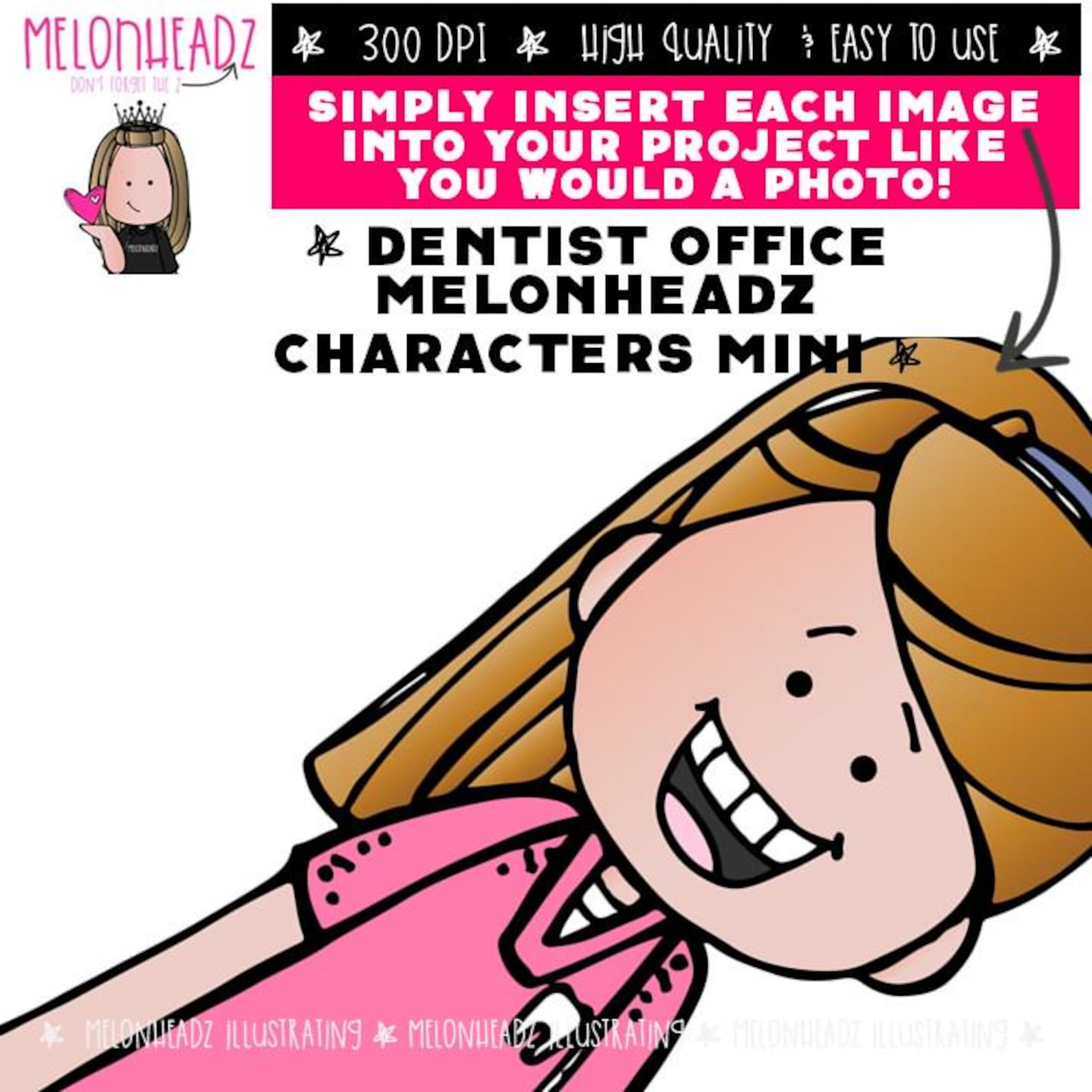 Dentist Office Clip Art, Melonheadz Characters Mini - Etsy