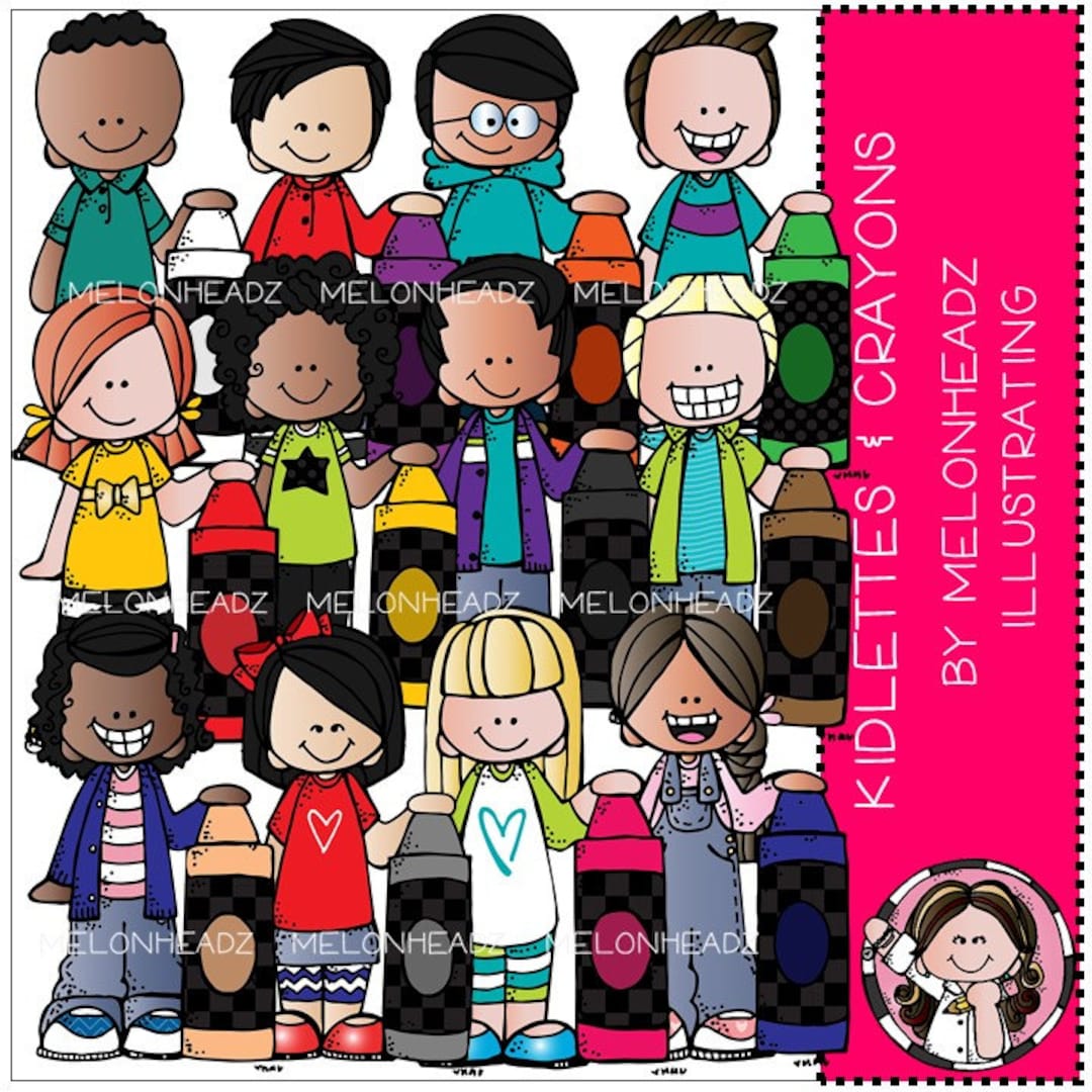 Kidlettes and Crayons Clip Art - Etsy