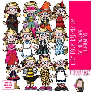 Lucy Doris Dresses up Clip Art, Halloween, Melonheadz Character COLORED ...