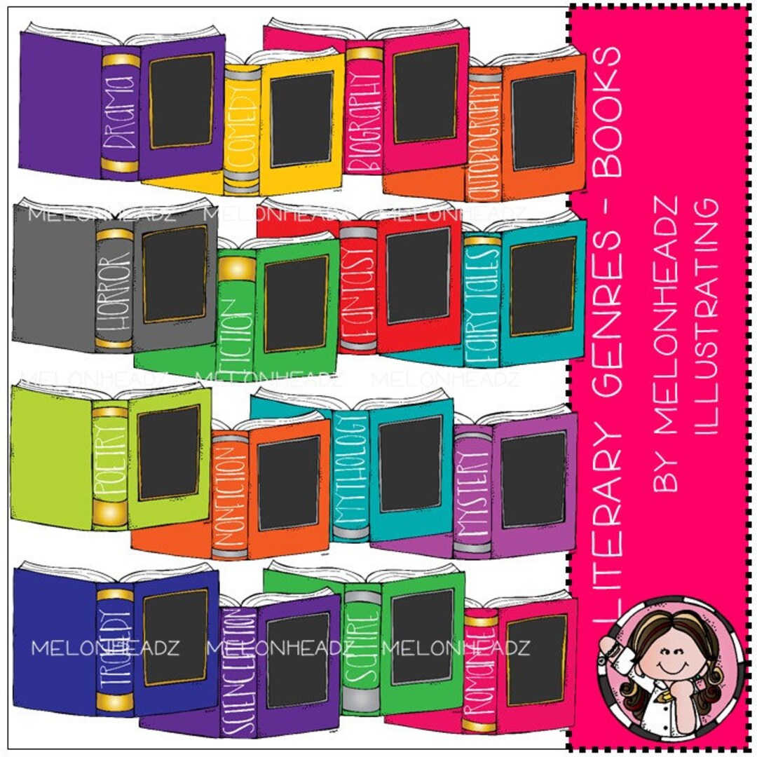 Literary Genres Clip Art - Books - COMBO PACK - Etsy