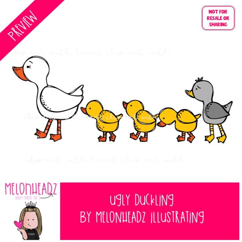 Ugly Duckling Clip Art, Literature Clip Art Digi Stamps COLORED Version ...