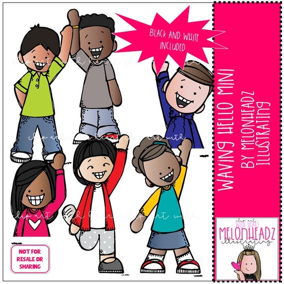 Kids Waving Hello Clipart