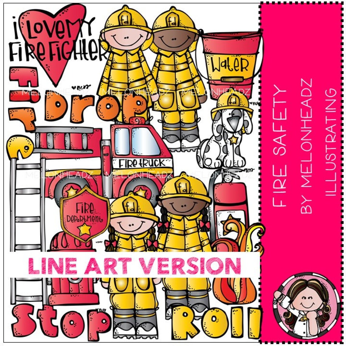Fire Safety Clip Art LINE ART - Etsy