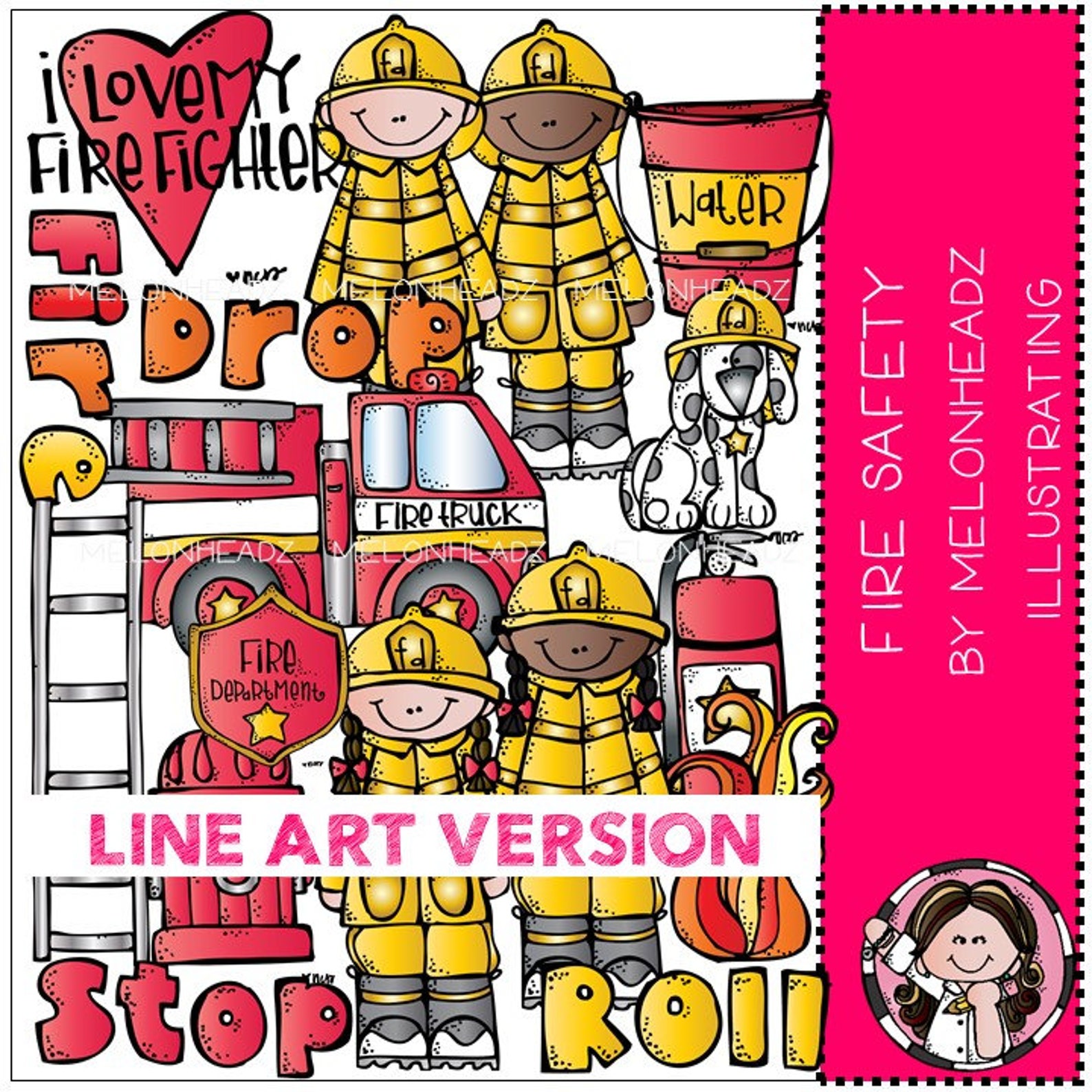 Fire Safety Clip Art LINE ART - Etsy