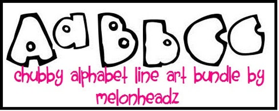 Melonheadz: Chubby LINE ART Alphabet Bundle | Etsy