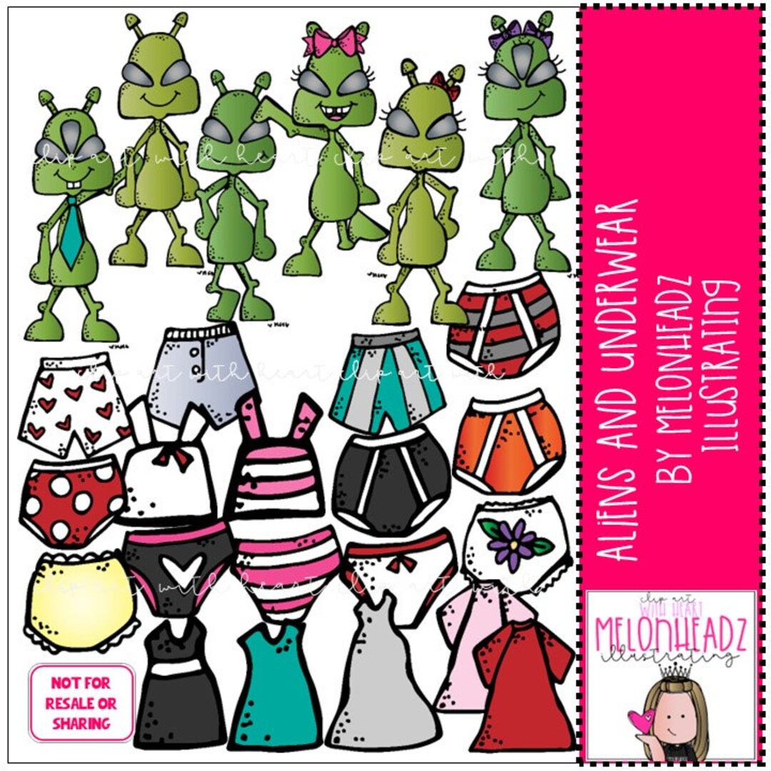 Aliens Clip Art With Underwear COLORED Version - Etsy