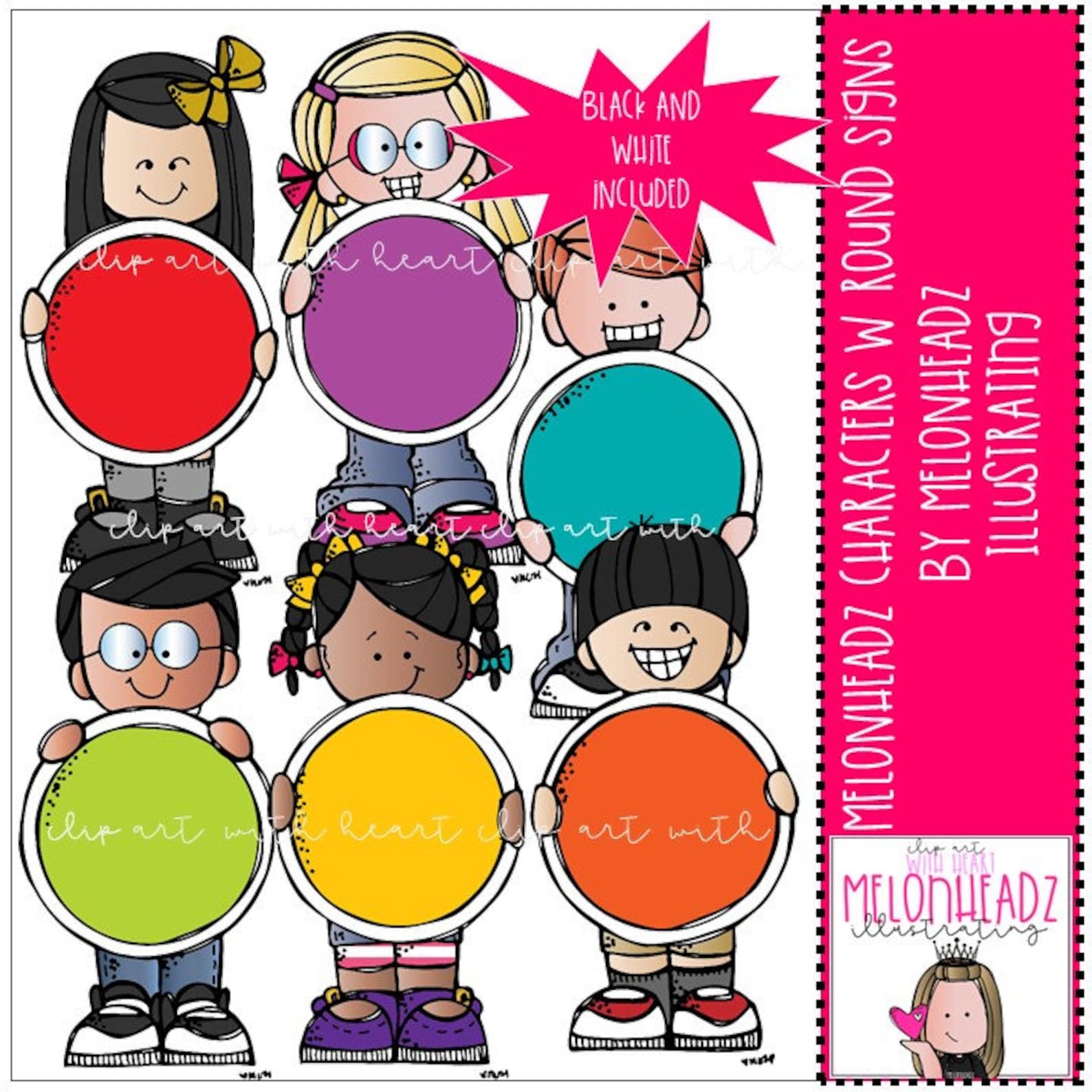 Melonheadz Characters With Round Signs Mini - Etsy