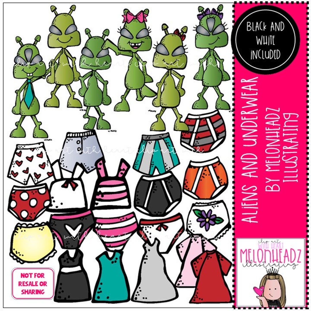 Aliens Clip Art With Underwear Digi Stamps COMBOPACK - Etsy
