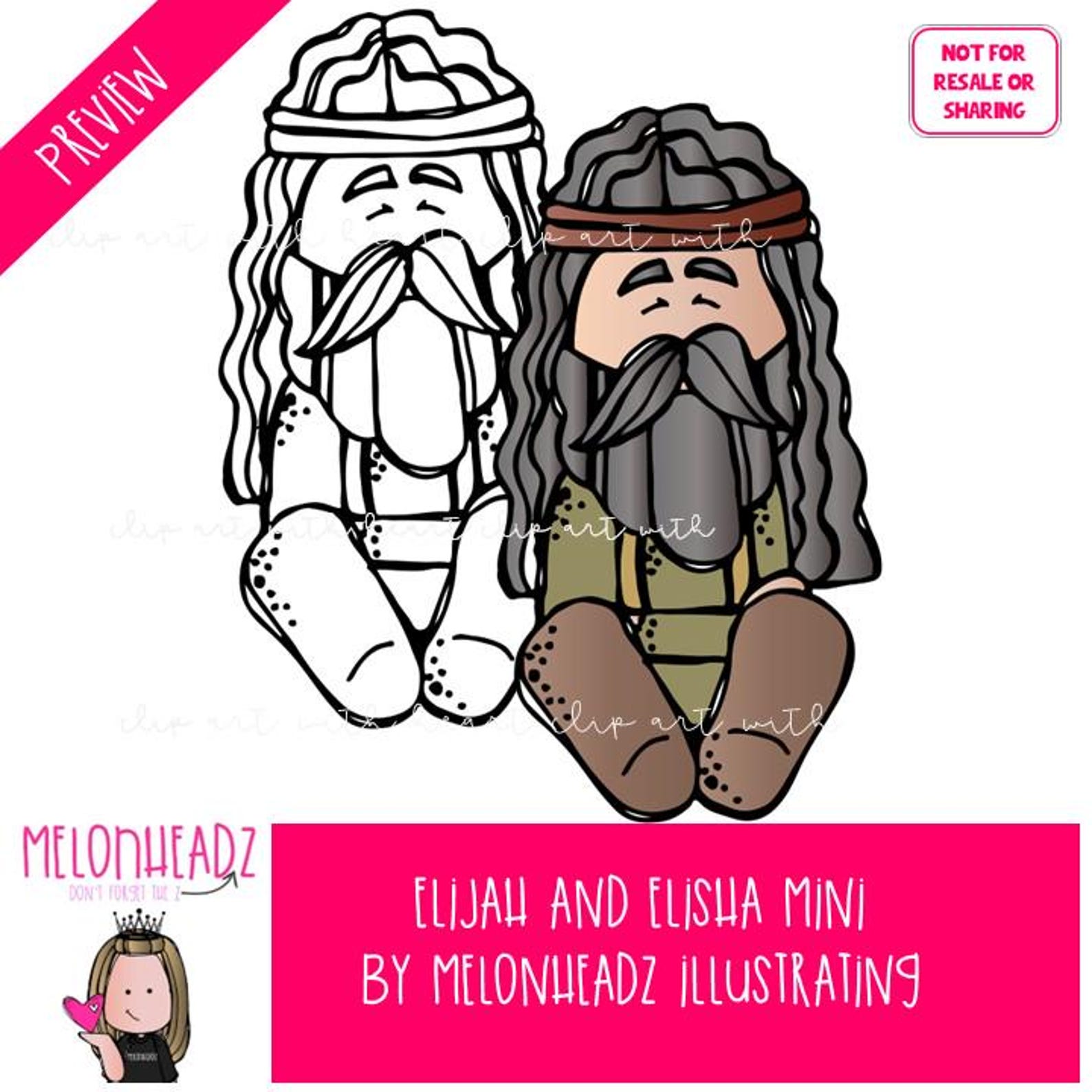 Elijah and Elisha Clip Art, Bible Mini - Etsy