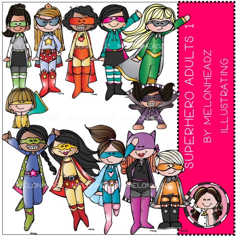 Superhero Adults Clip Art Part 1 - Etsy