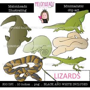 Lizard Clip Art, Minimal Style Mini - Etsy