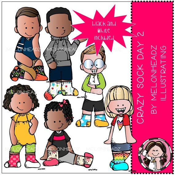 Crazy Sock Day Clip Art Set 2 Mini Etsy