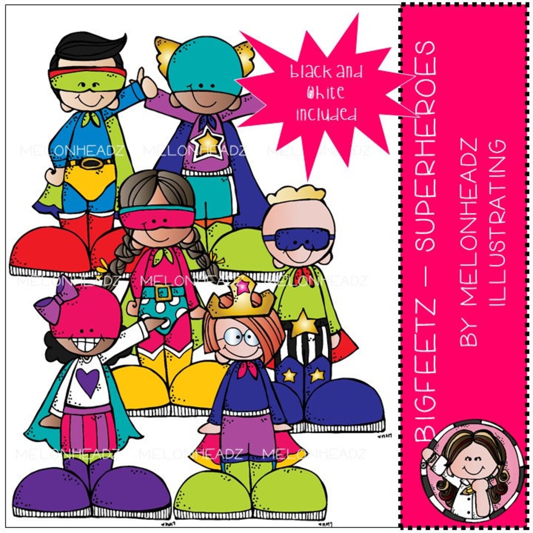 Bigfeetz Clip Art - Superheroes - Mini - Melonheadz Illustrating - Etsy