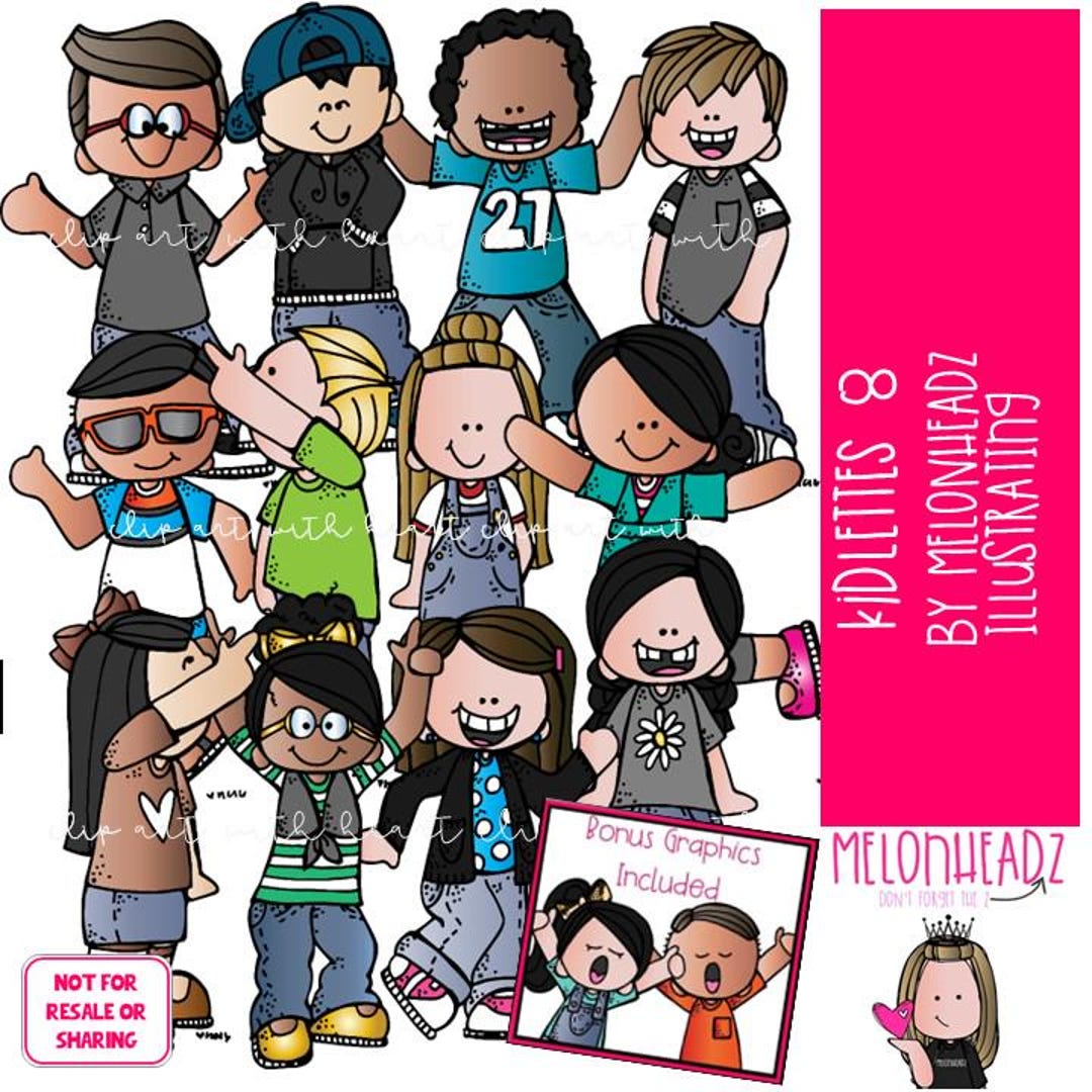 Kidlettes Clip Art 8, Kids Clip Art COLORED Version - Etsy Canada
