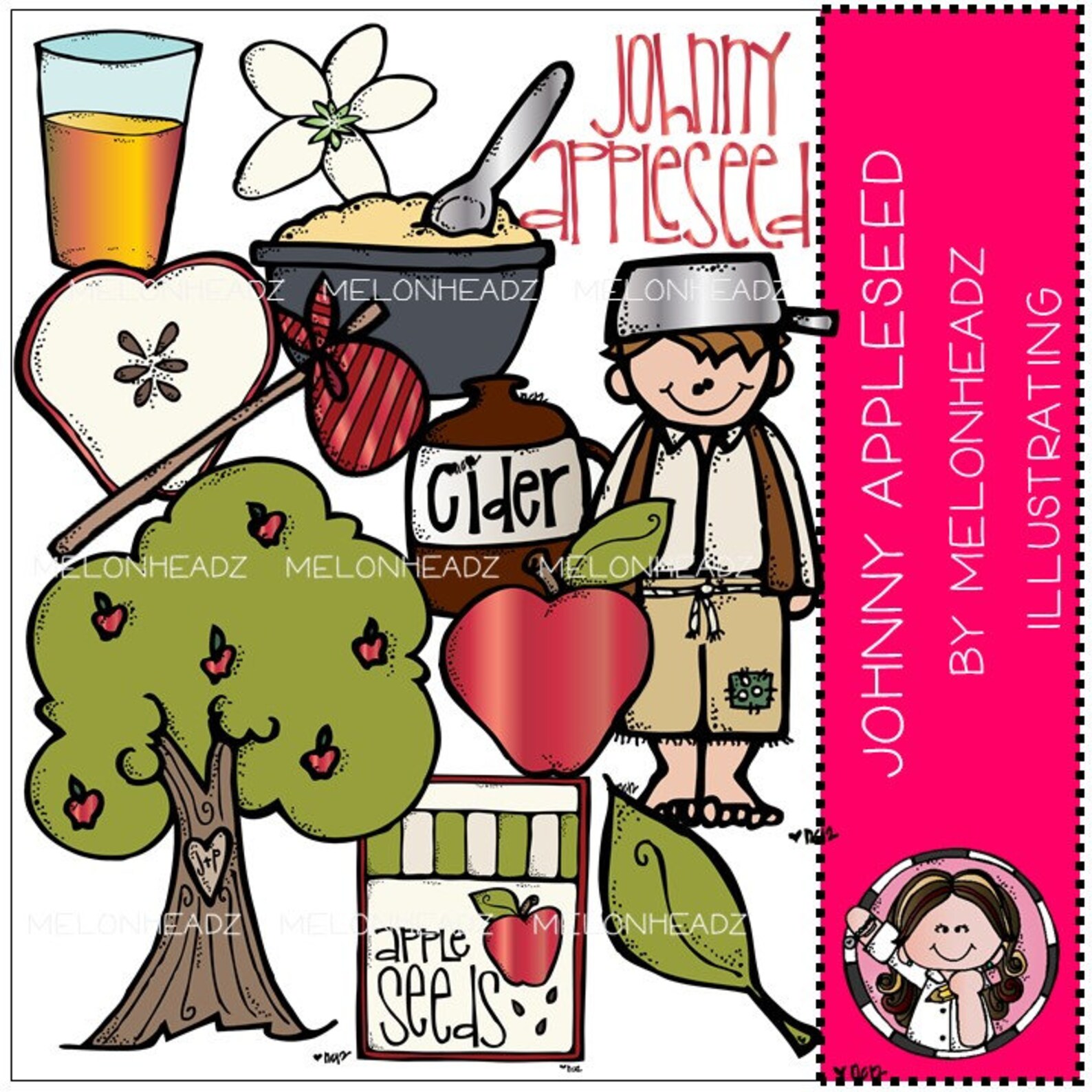 Johnny Appleseed Clip Art - Etsy