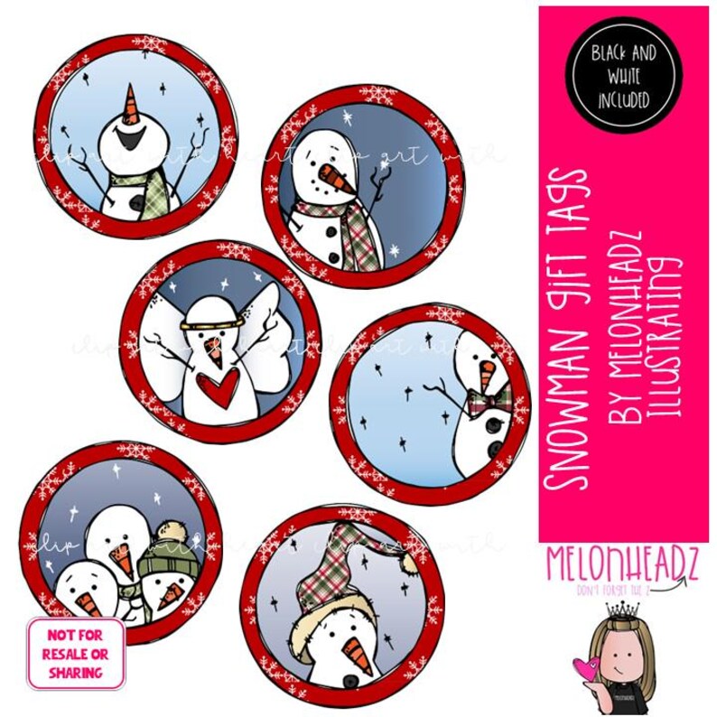 Snowman Gift Tags Clip Art, Printable, Christmas, Winter Mini - Etsy