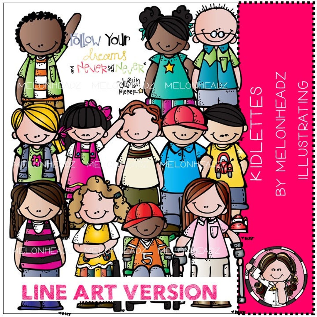 Kidlettes Clip Art LINE ART - Etsy