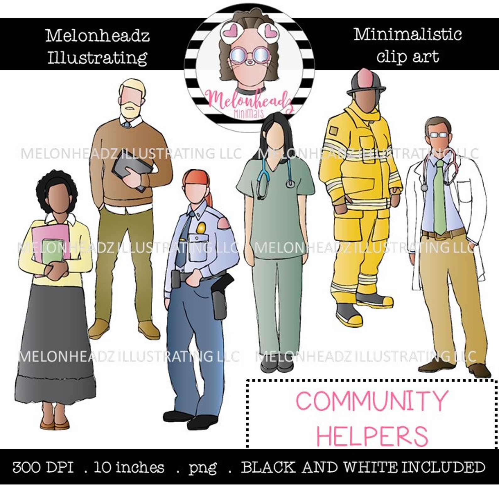 Community Helpers Clip Art Minimal Style Mini | Etsy