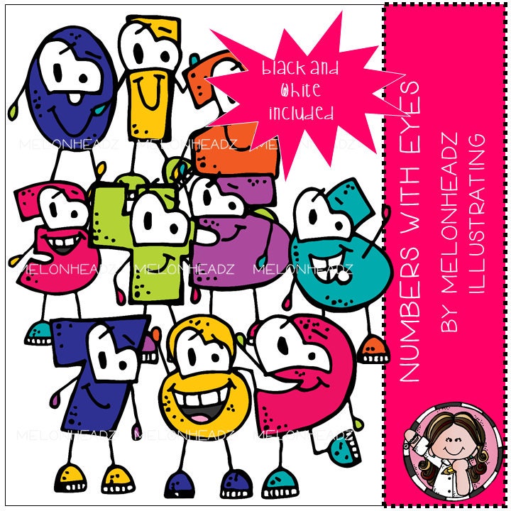Números con ojos clip art - COMBO PACK - Etsy España