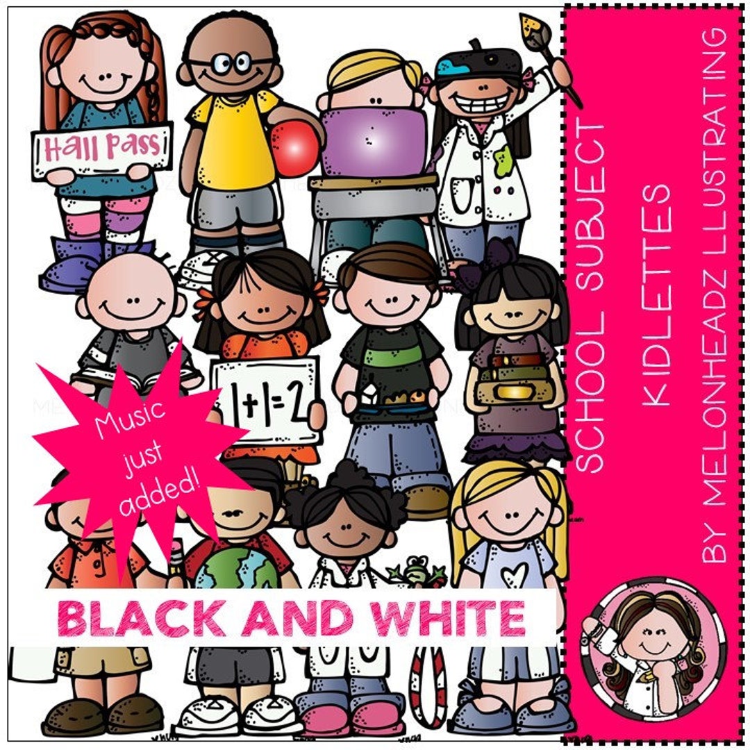 School Subject Clip Art - Kidlettes - BLACK AND WHITE - Etsy