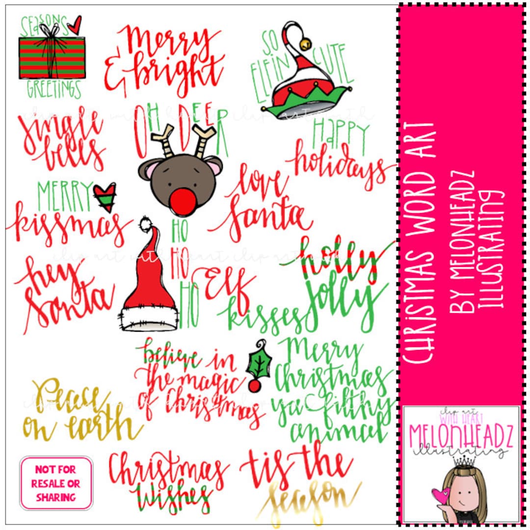 Christmas Word Art CLIPART - Etsy