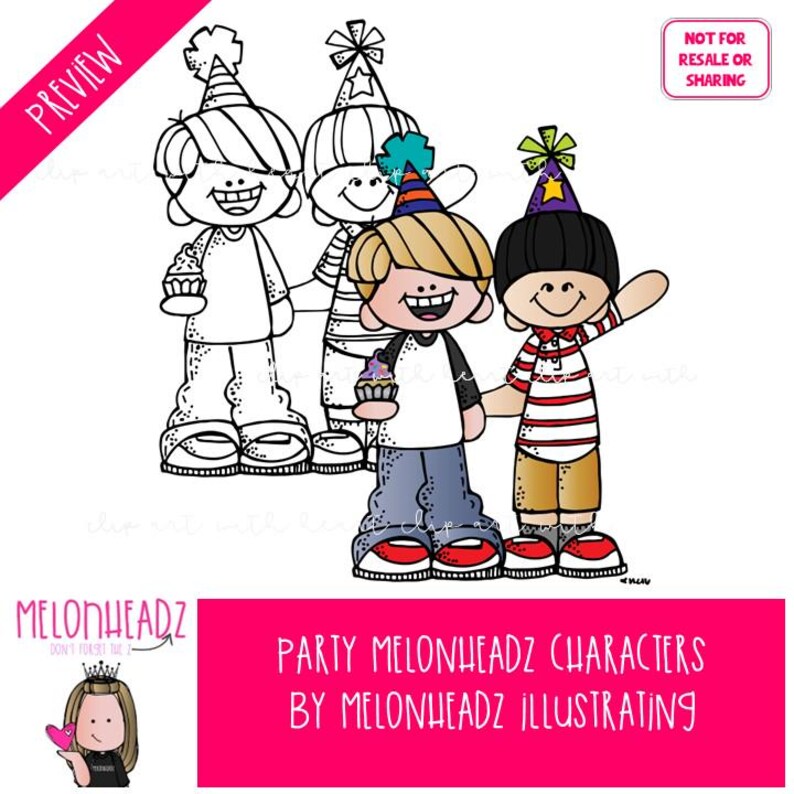 Party Clip Art, Melonheadz Characters, Birthday COMBO PACK - Etsy