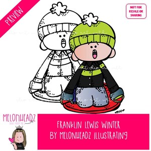 Winter Clip Art, Franklin Lewis, Melonheadz Characters COMBO PACK - Etsy