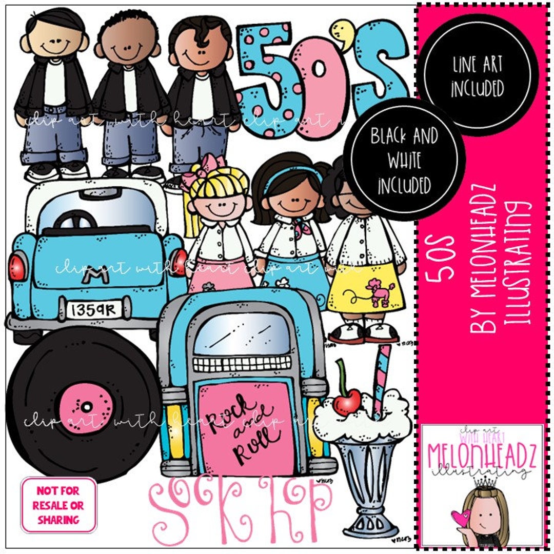 50's 1950 Clip Art Digi Stamps Combo Pack - Etsy