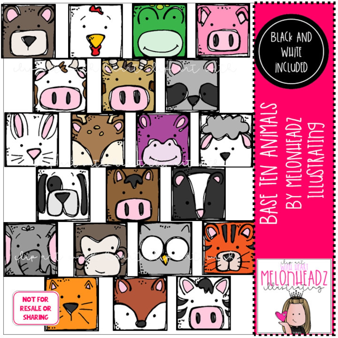 Base Diez Animales Matemáticas clip art digi sellos COMBO PACK - Etsy ...