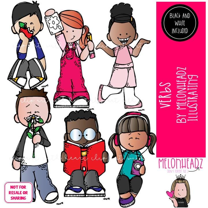 Verb Clip Art, Action Words Clip Art Mini - Etsy