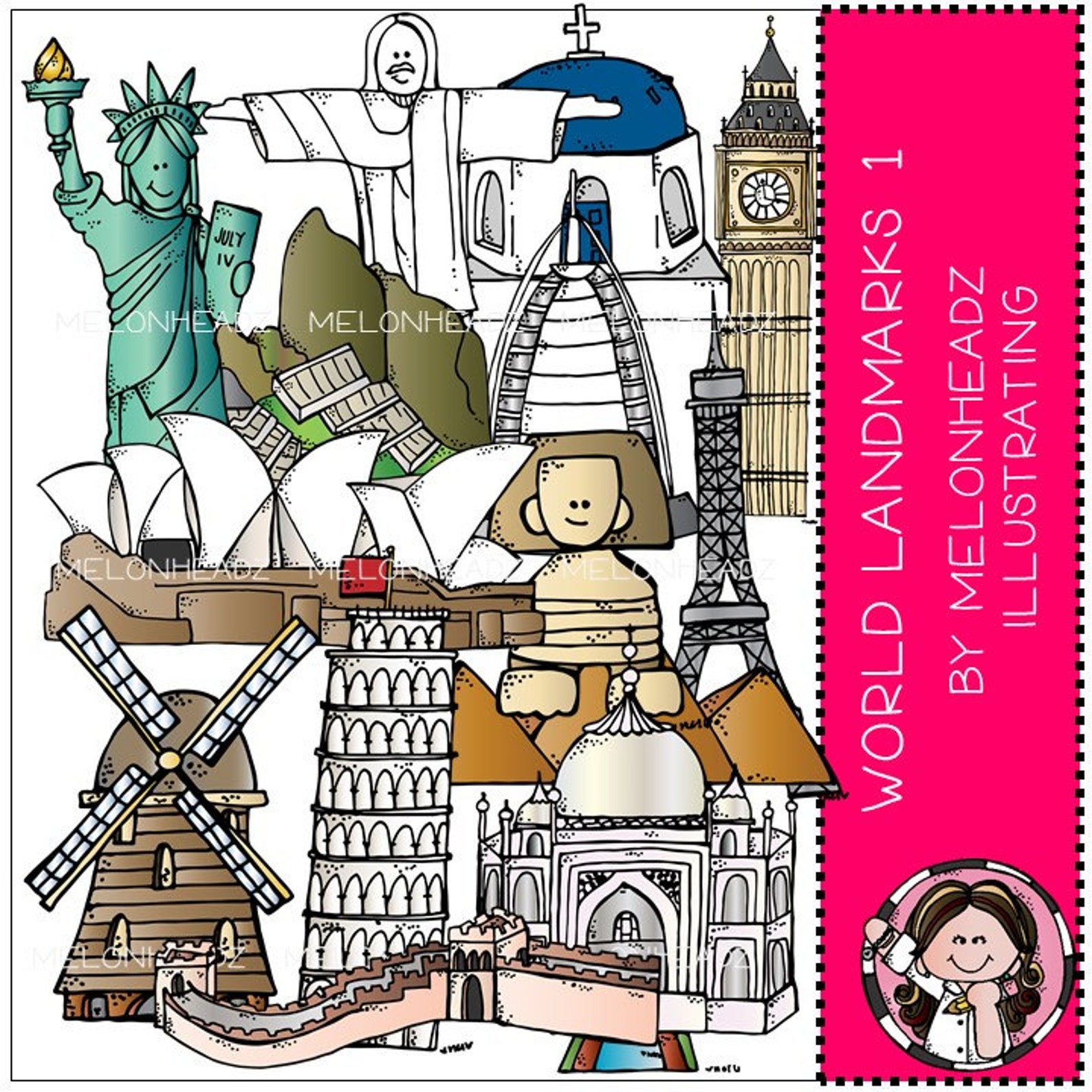 World Landmarks Clip Art Part 1 - COMBO PACK - Etsy