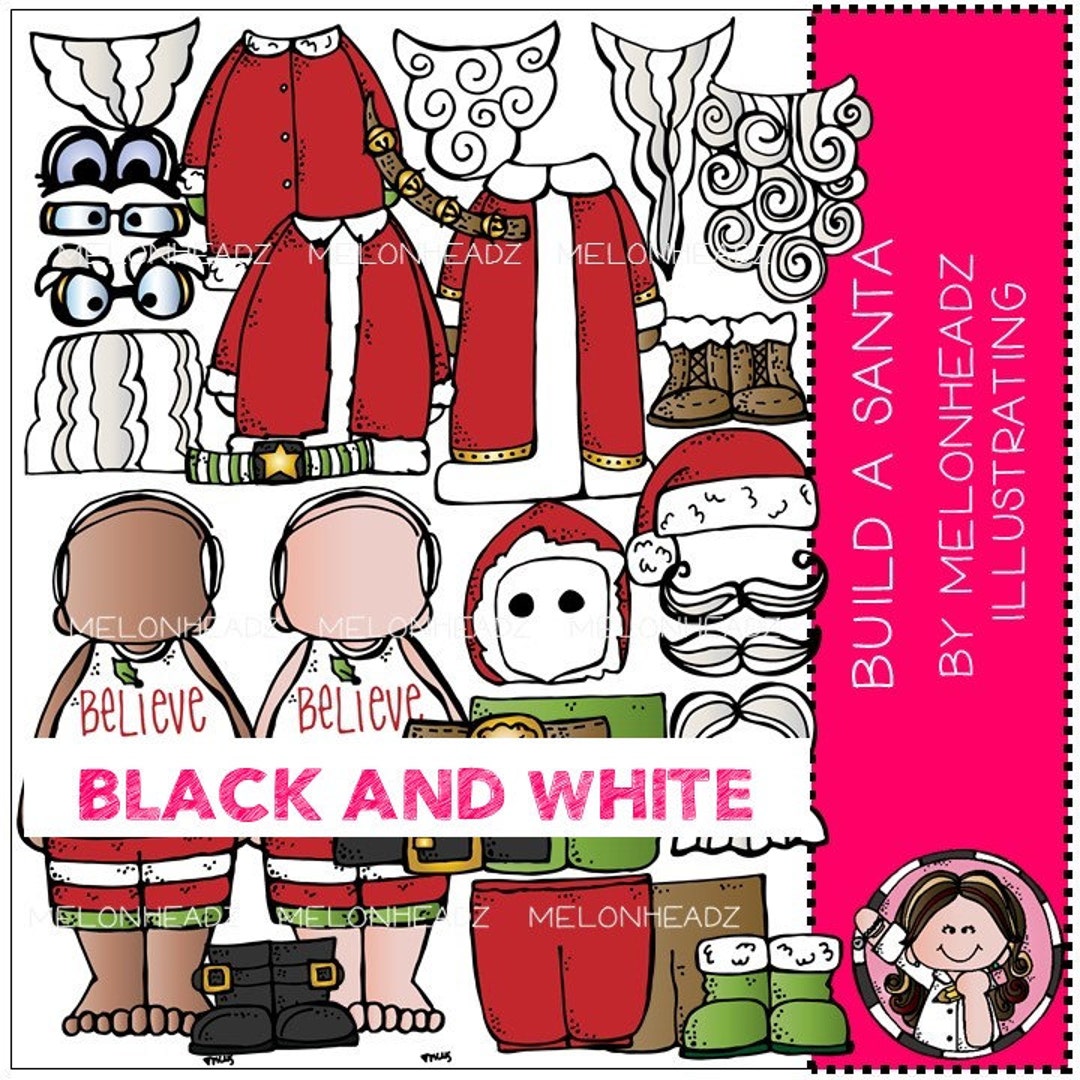 Build A Santa Clip Art - BLACK AND White - Etsy
