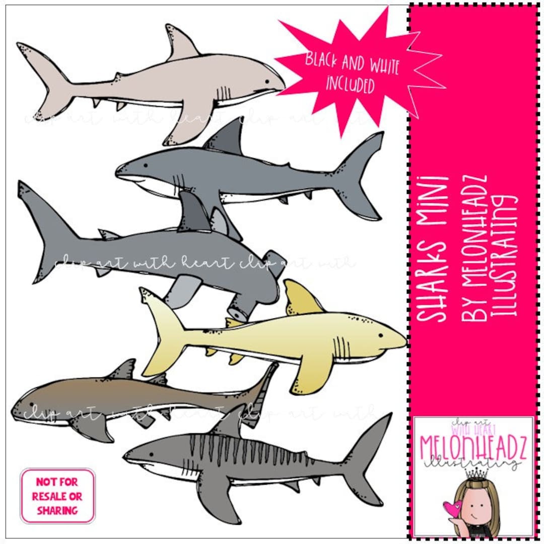 Sharks Clip Art - Mini - Etsy