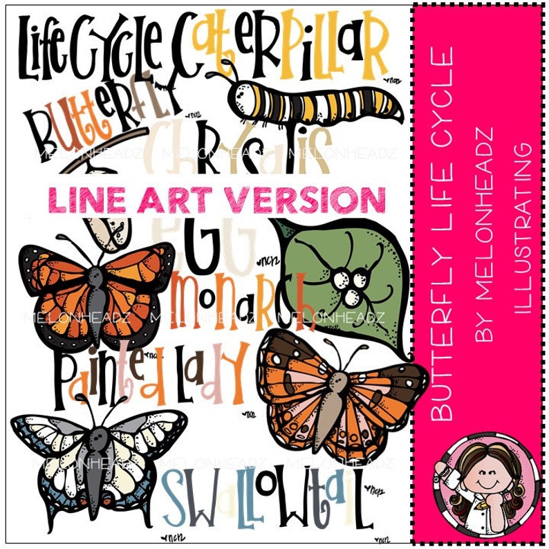 Butterfly Life Cycle Clip Art LINE ART - Etsy