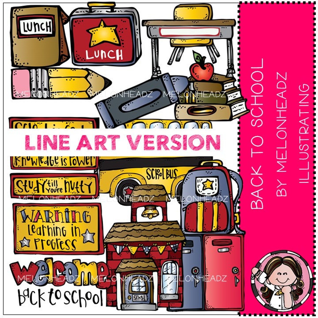Back to School Clip Art - LINE ART - Etsy