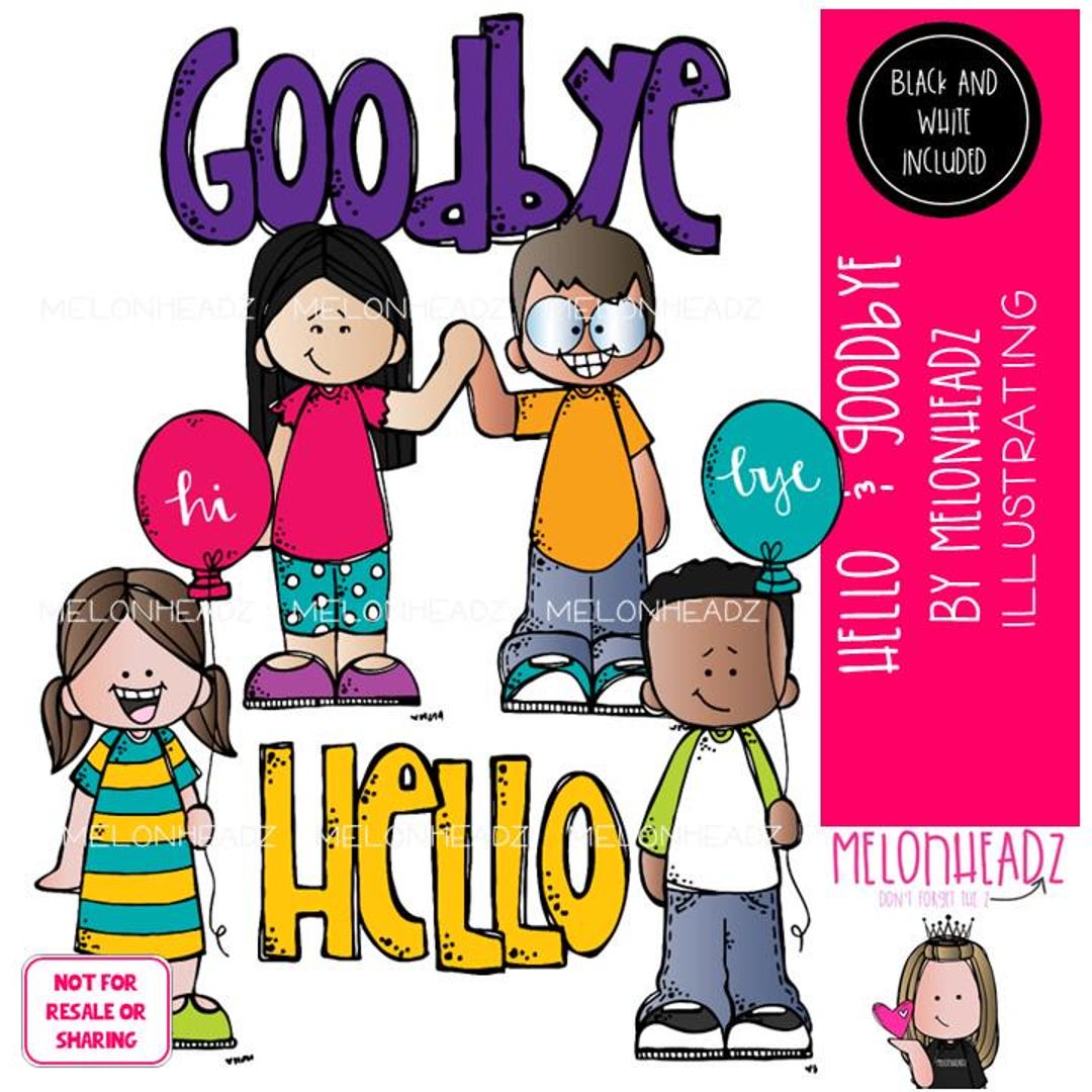 Hello and Goodbye Clip Art, Greetings, Farewell Mini - Etsy
