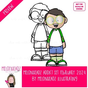 Melonheadz Addict Clip Art Digi Stamp February Set 2025 Mini - Etsy