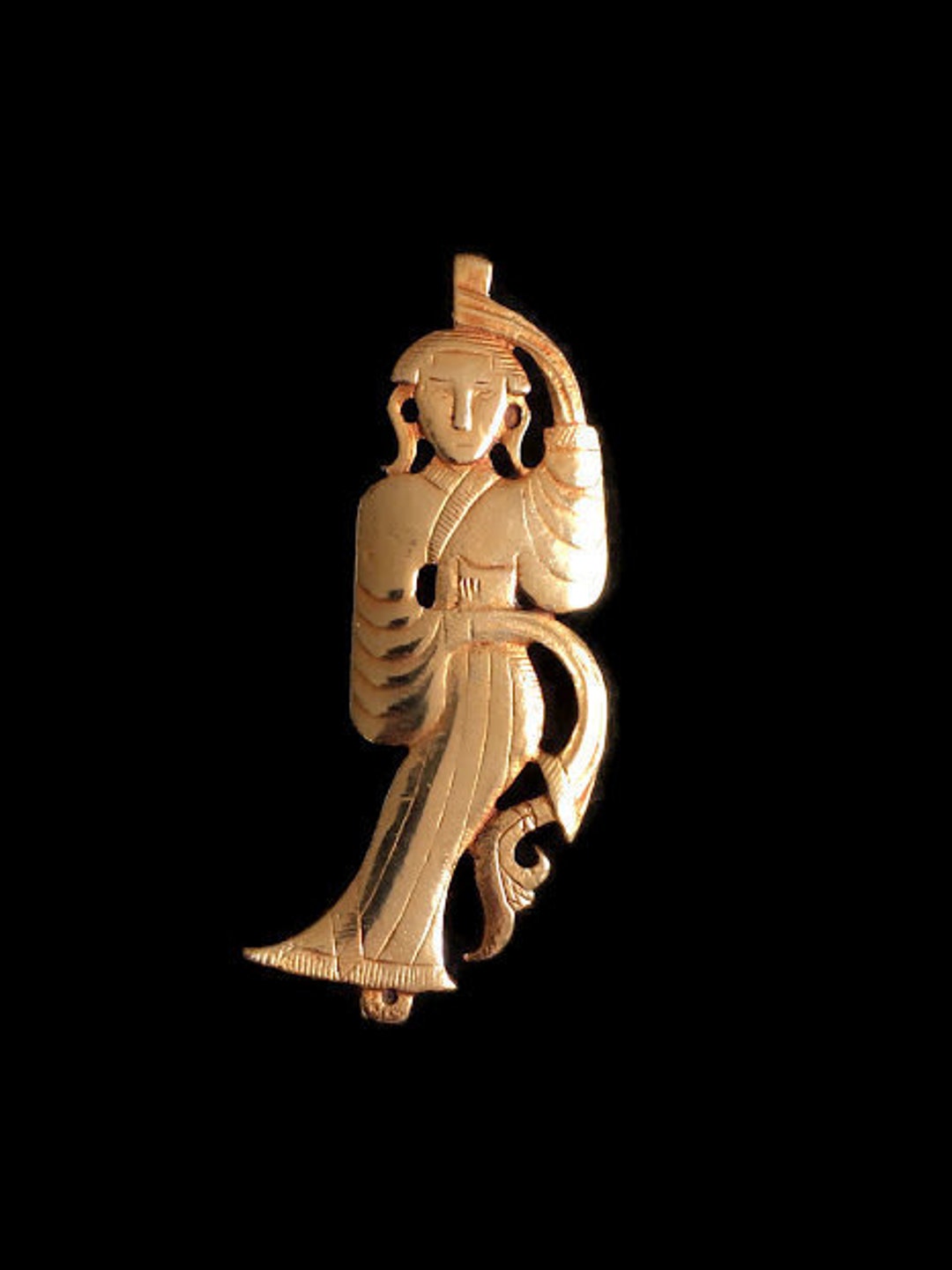 Vintage Alva Museum Replica Asian Dancer Brooch, Chinese Gold Tone ...