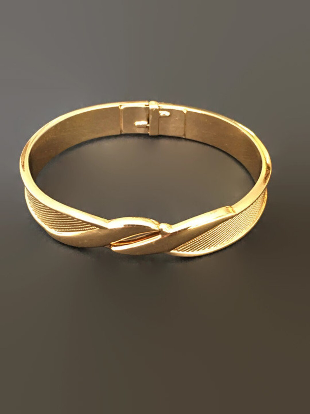 Vintage Monet Gold Hinged Bangle Bracelet Textured Bypass - Etsy