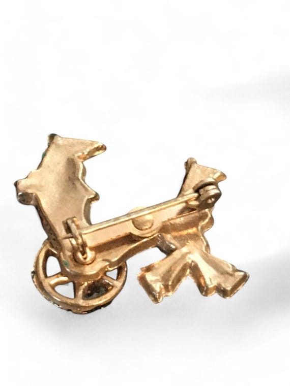Vintage Chinese Rickshaw Pin: Gold Tone, Enamel & Rhi… - Gem