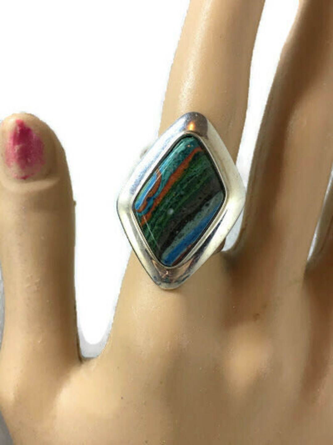 Jay King Desert Rose Trading DTR Ring Rainbow Calsilica 925 Sterling ...