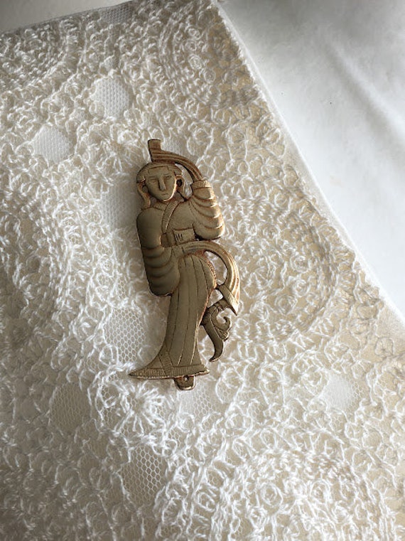 Vintage Alva Museum Replica Brooch Asian Dancer Chine… - Gem