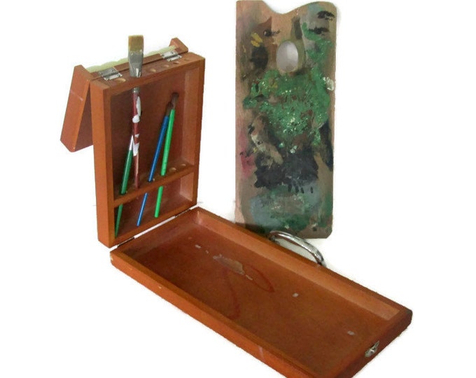 Folding Artists Paint Box and Pallette Wood Case Vintage Art Box ...