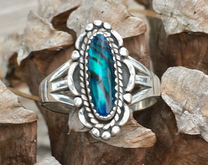 Vintage Wheeler Paua Shell Sterling Silver Ring Southwestern Design ...