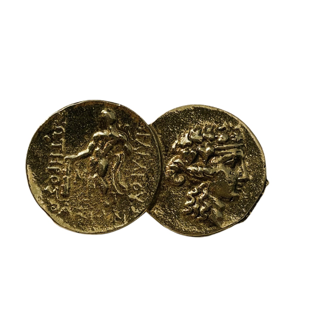 Vintage Gold Tone Roman Soldier Coin Brooch Unisex Medieval Gothic ...